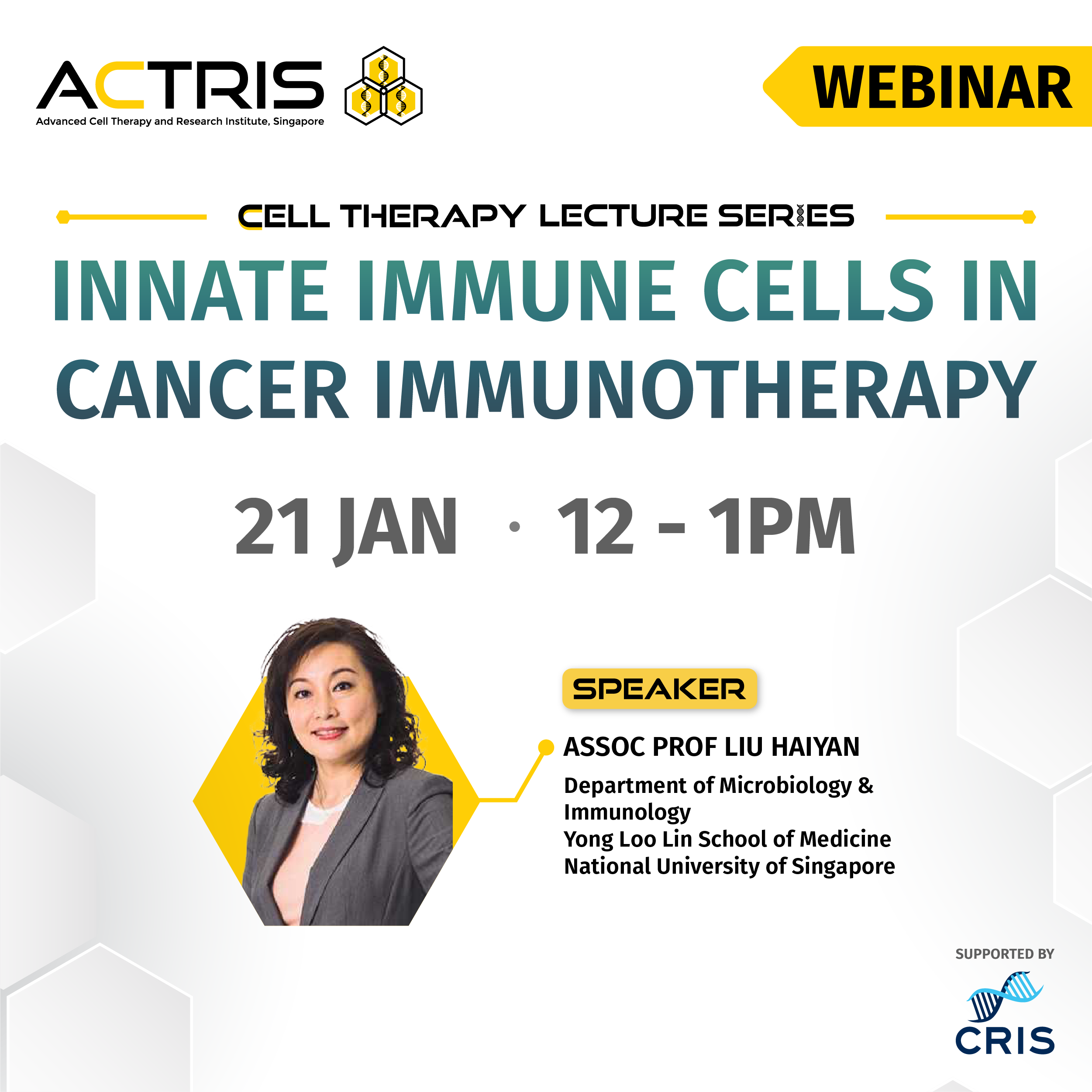 Associate Professor Liu Hai Yan Innate Immune Cells In Cancer Immunotherapy
